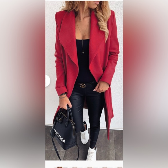 Jackets & Coats | Polo Collar Mid Length Tie Coat | Poshmark